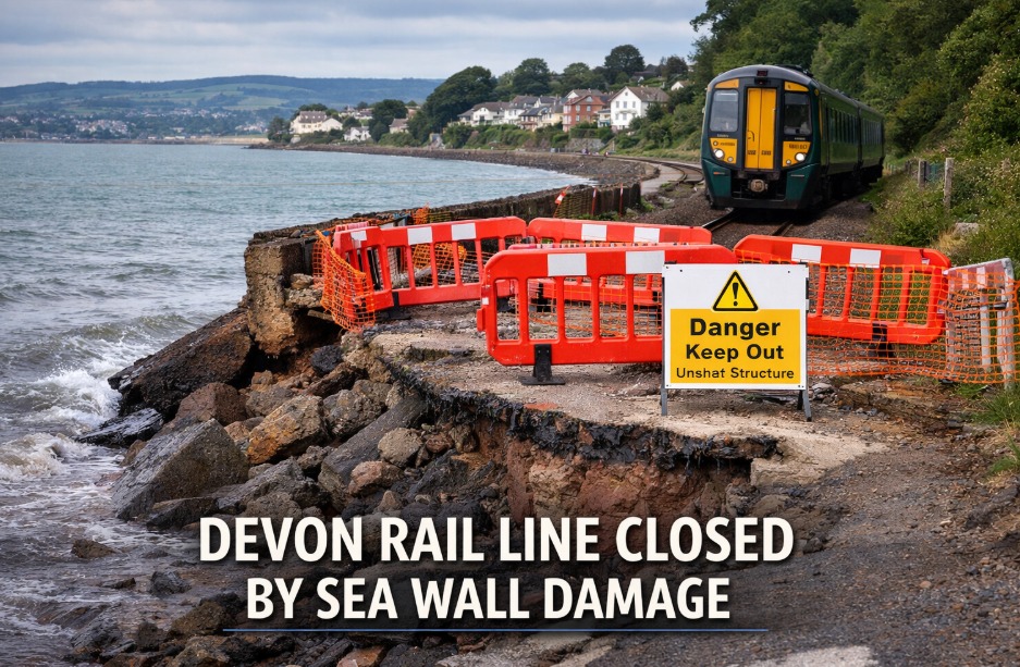 Sea Wall Damage Forces Closure of Devon Rail Line Between Topsham and ...